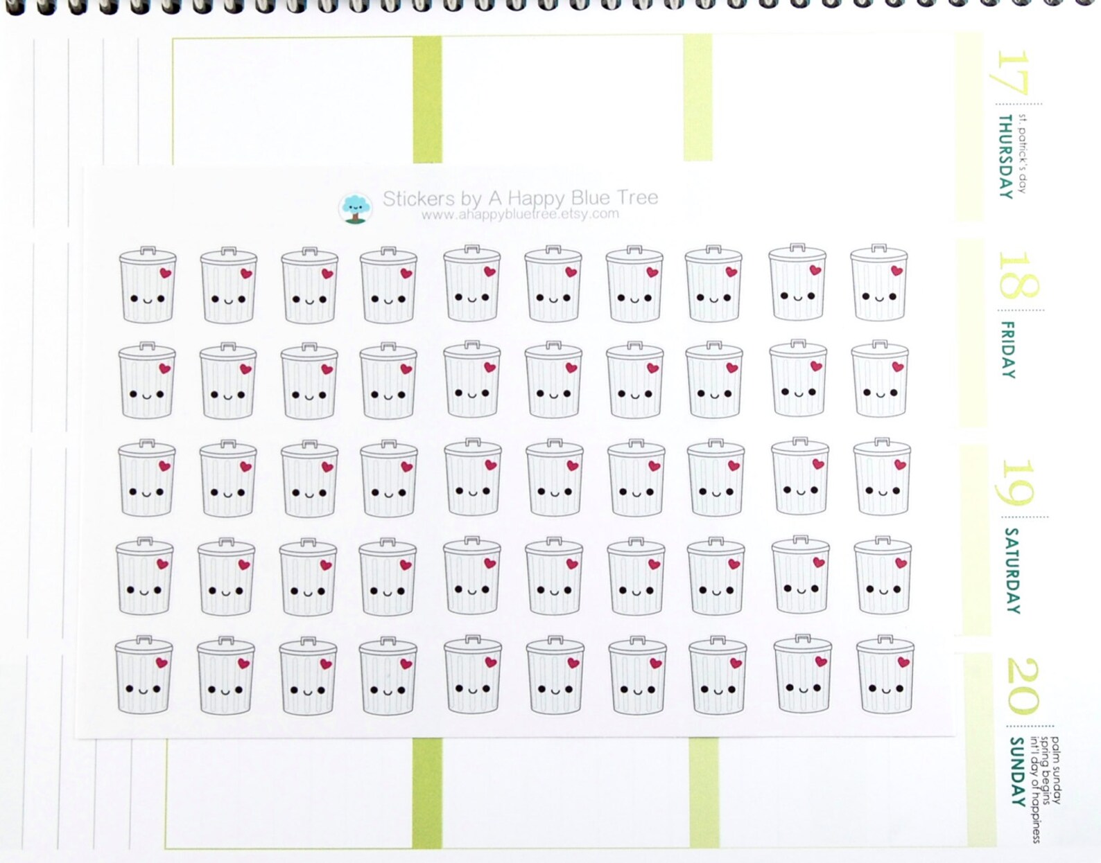 Happy Trash Recycle Green Waste Bins Cans Reminder Kawaii - Etsy