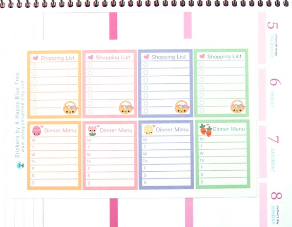 Happy Easter Dinner Menu and Shopping List Full Box Stickers | Etsy