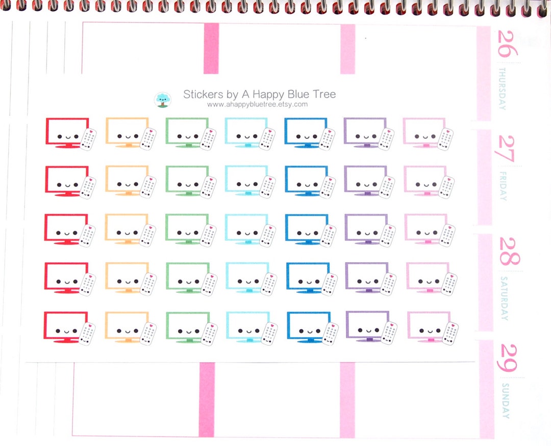 Happy TV Television Reminder Tracker Kawaii Planner Stickers Erin ...