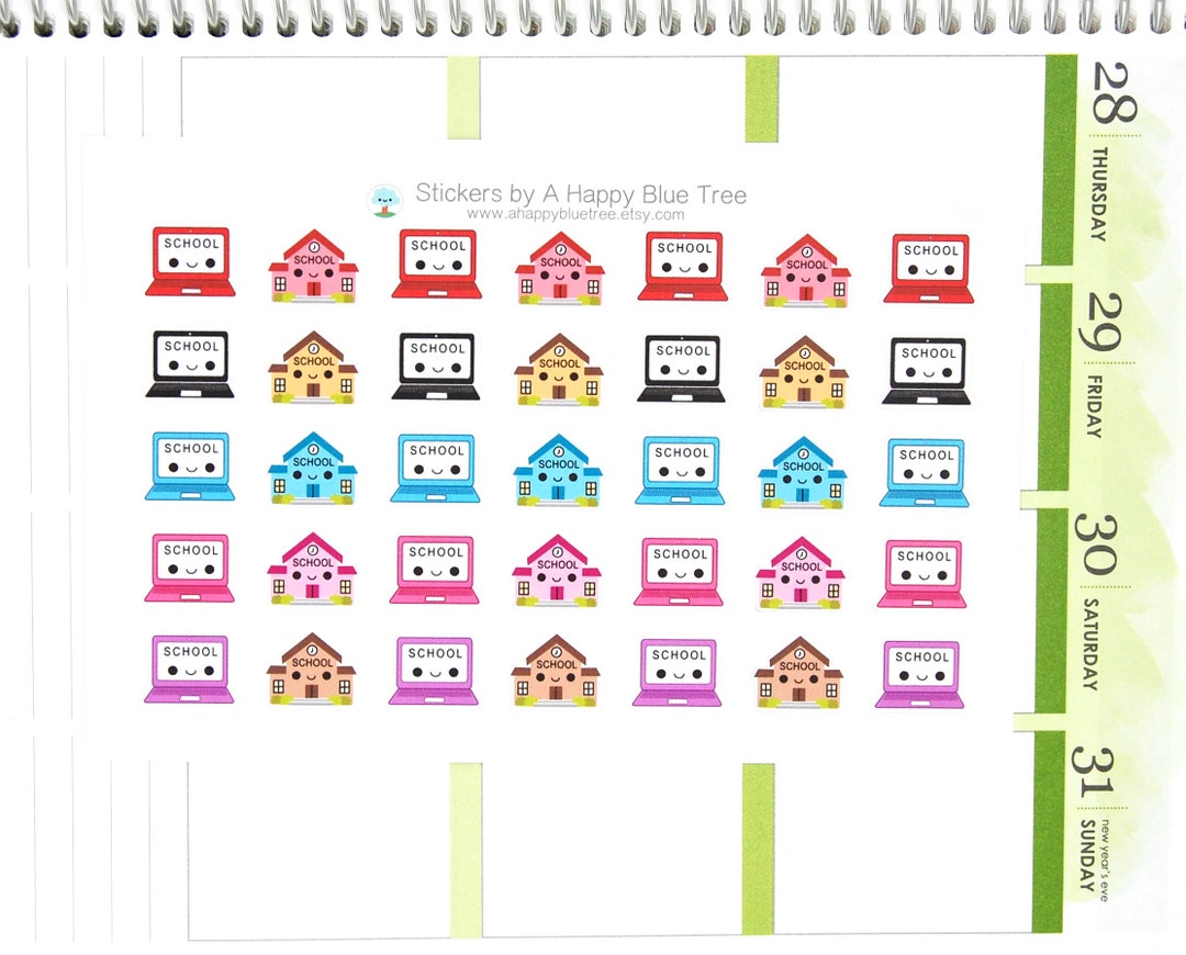 Happy Blended Learning School Tracker Reminder Sticker Erin Condren ...