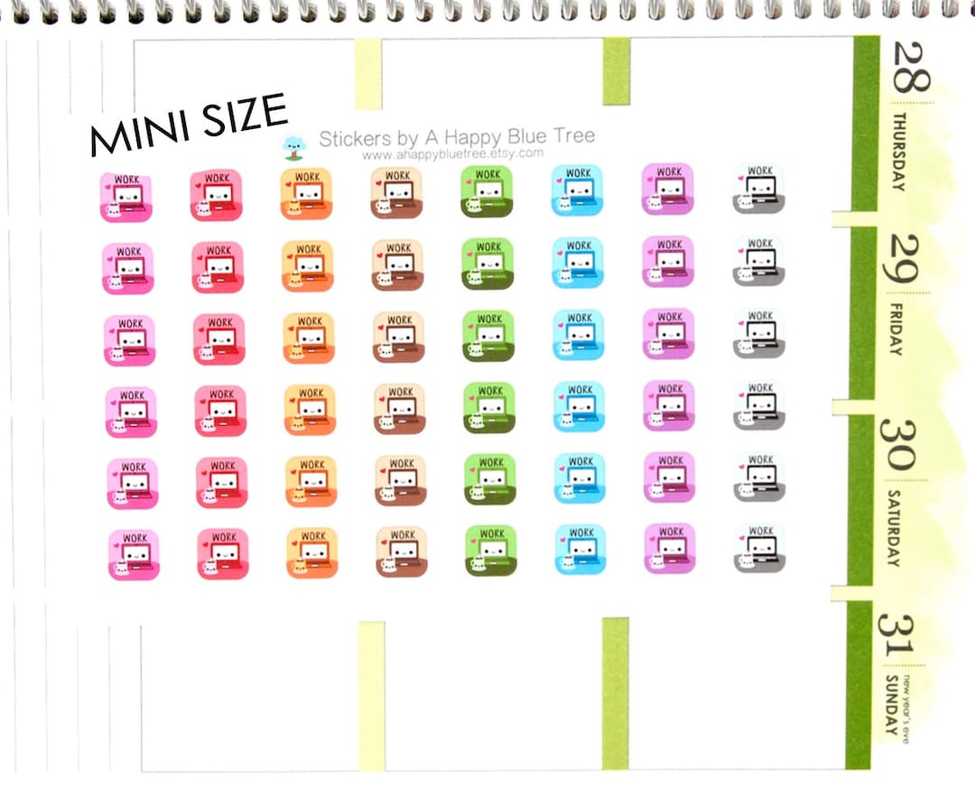 MINI Happy Work at Home SQUARE Tracker Reminder Stickers Erin Condren ...