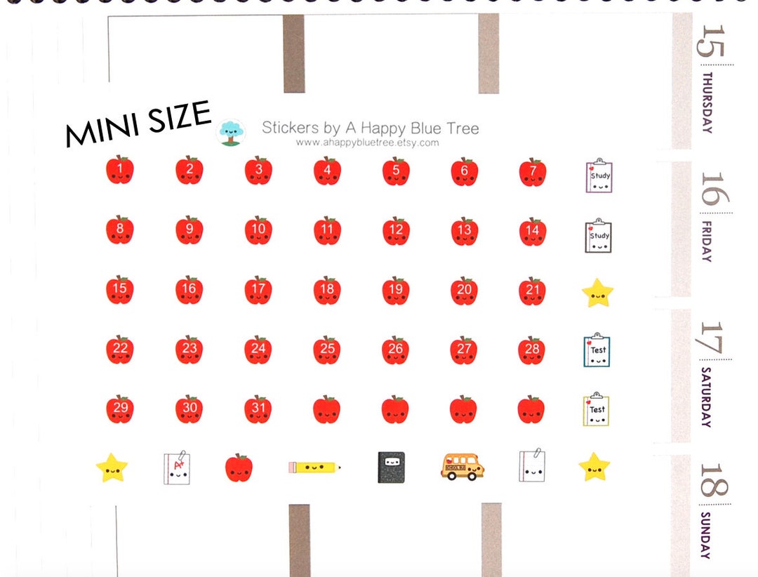 Tiny Happy School Apple Monthly Date Dots Covers Erin Condren Life ...