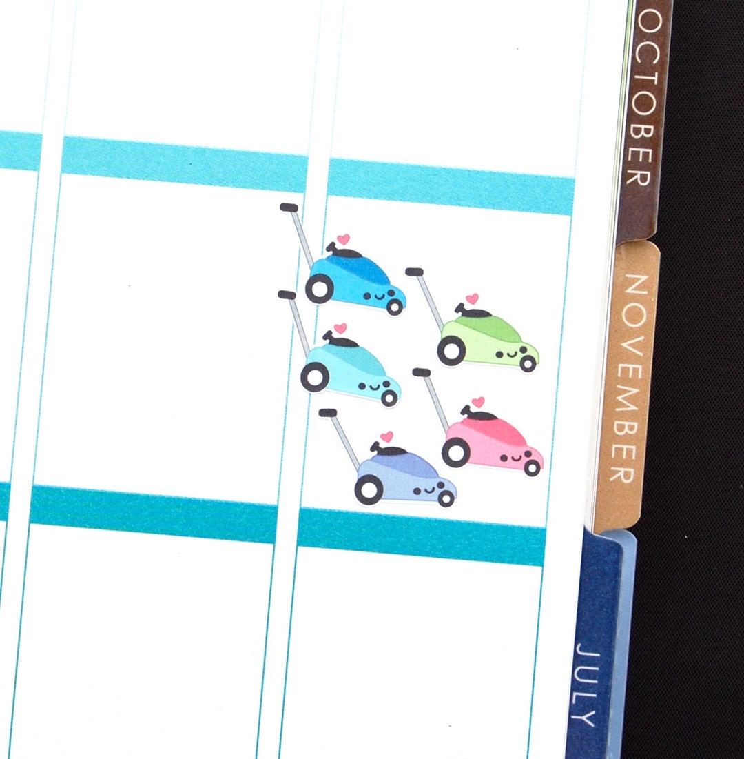 Happy Lawnmower Mow the Lawn Reminder Tracker Cute Kawaii Planner ...