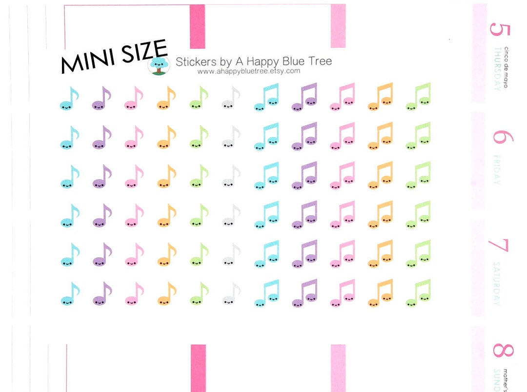 Happy MINI Music Note Tracker Reminder Kawaii Stickers Erin Condren ...