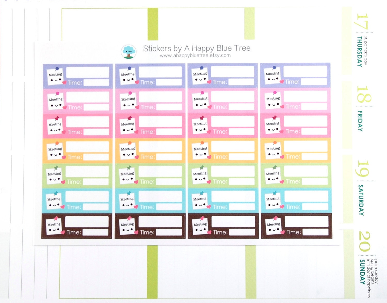 Happy Meeting Label Reminder Kawaii Stickers Erin Condren - Etsy