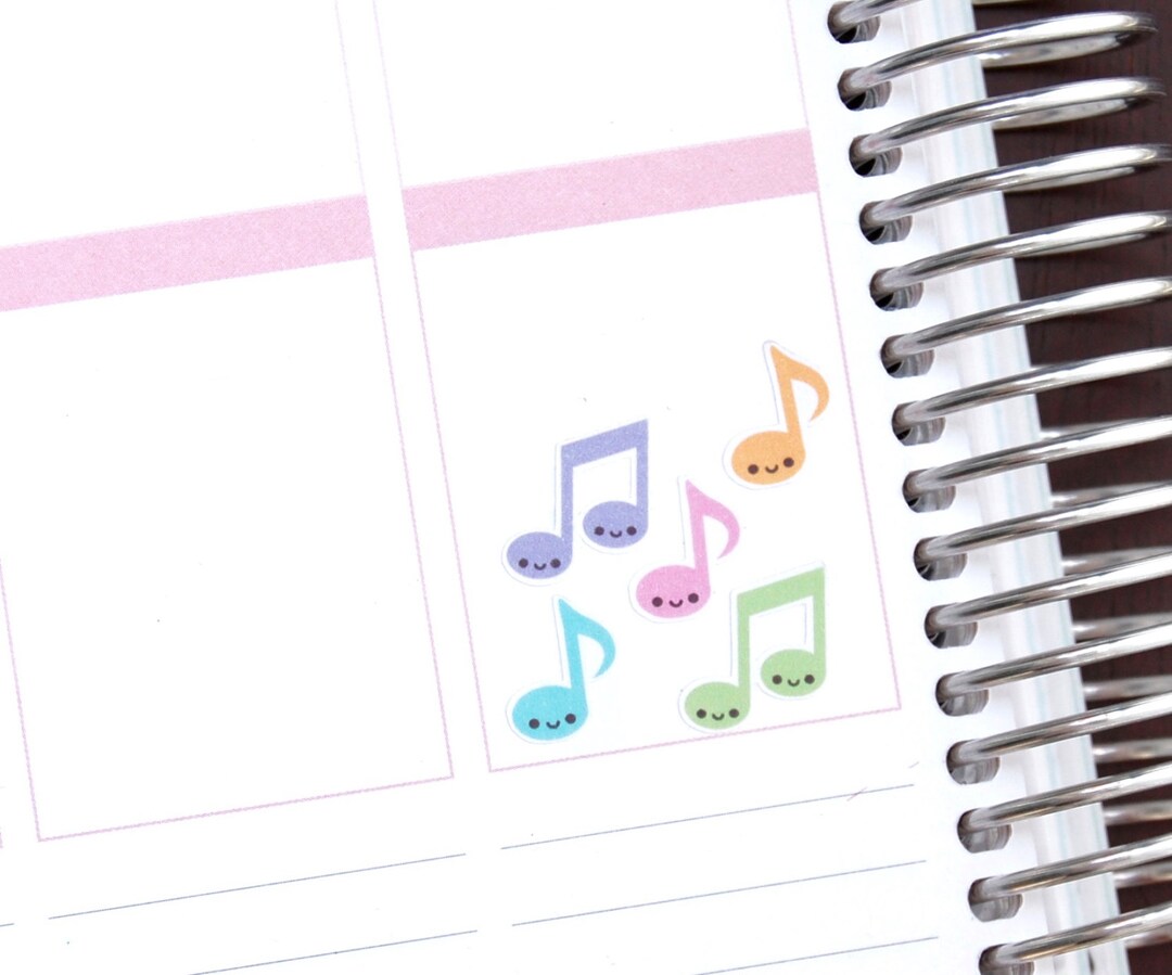 Happy Music Note Tracker Reminder Kawaii Stickers Erin Condren Planner ...