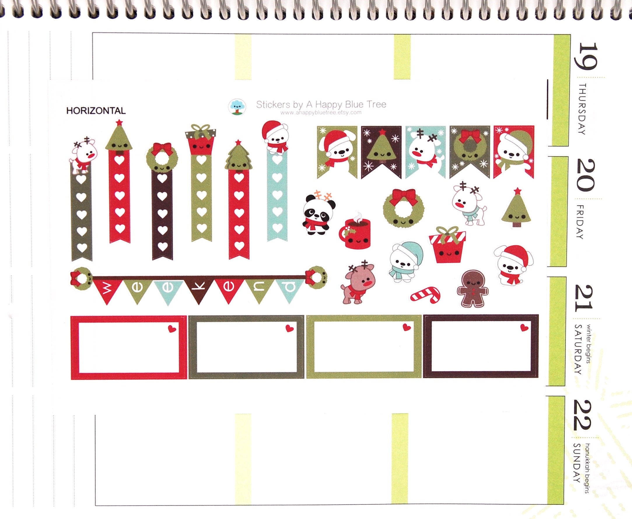 Happy Christmas Friends Sticker Set of 3 HORIZONTAL Erin Condren Life ...