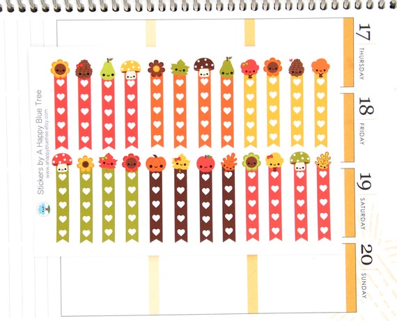 Happy Fall Harvest Flags Checklist Stickers Vertical Erin - Etsy