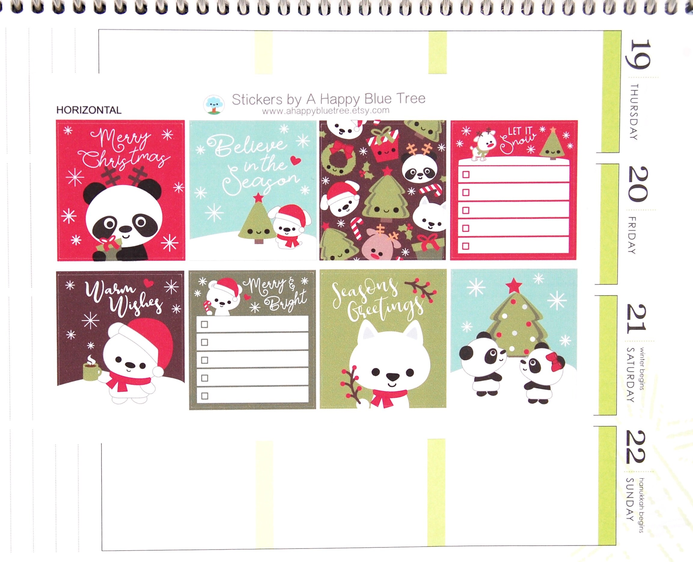 Happy Christmas Friends Sticker Set of 3 HORIZONTAL Erin Condren Life ...