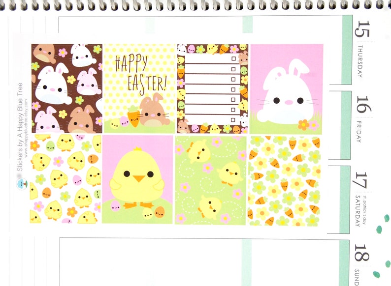 Happy EASTER Chicks Bunnies Sticker Set VERTICAL Erin Condren | Etsy