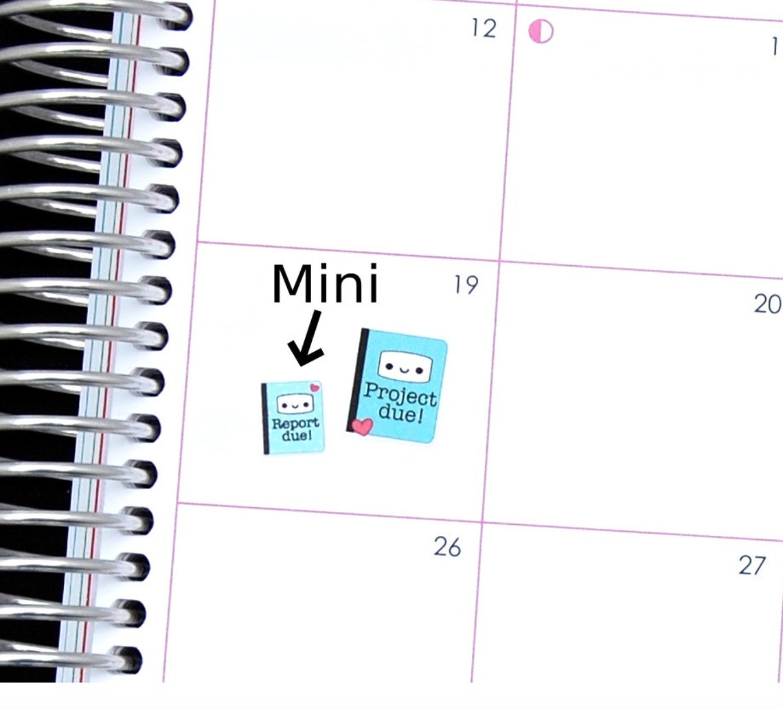 MINI Happy Report Due Reminder Tracker Cute Kawaii Planner Stickers ...