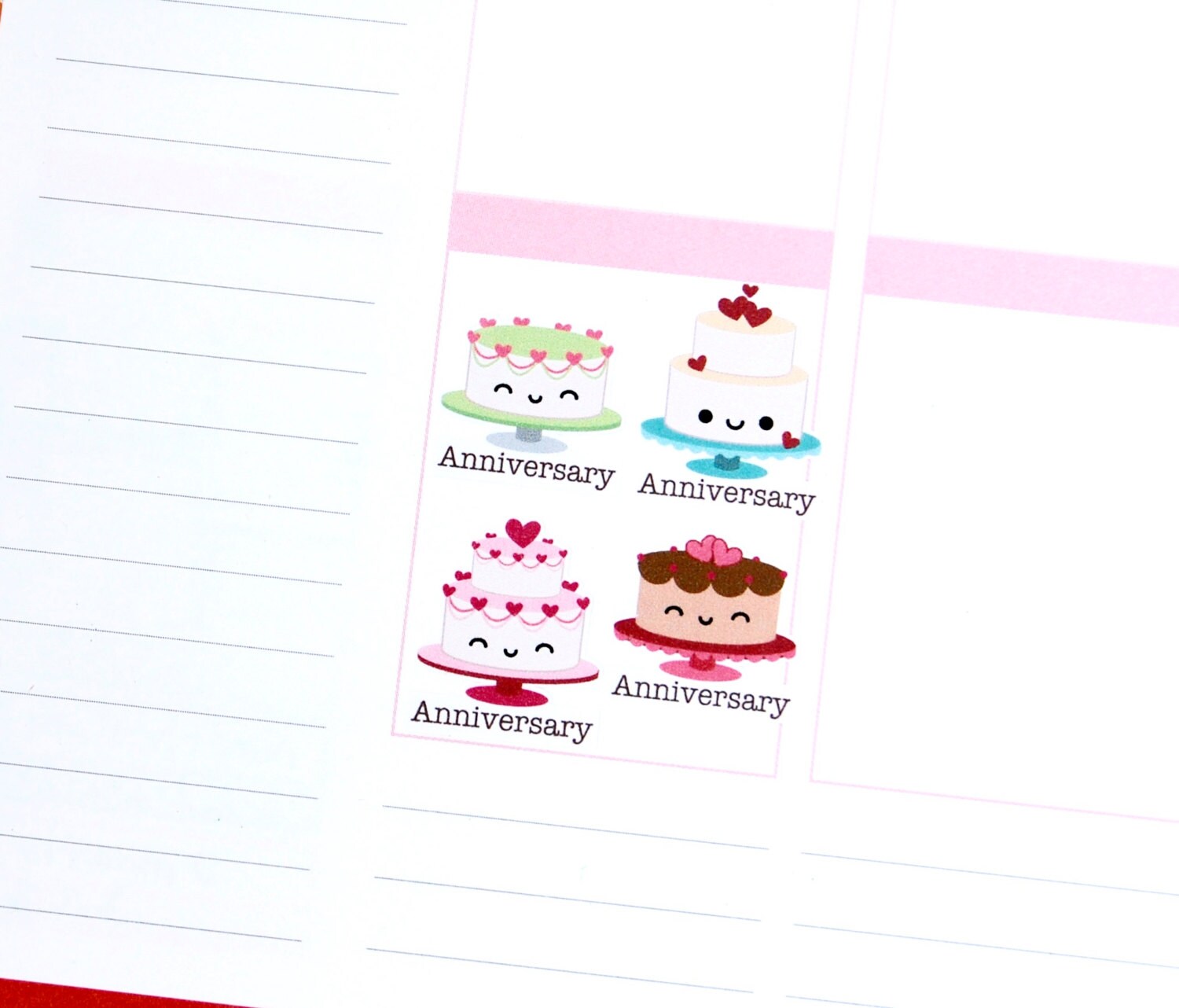 Happy Anniversary Cake Reminder Cute Kawaii Planner Stickers | Etsy
