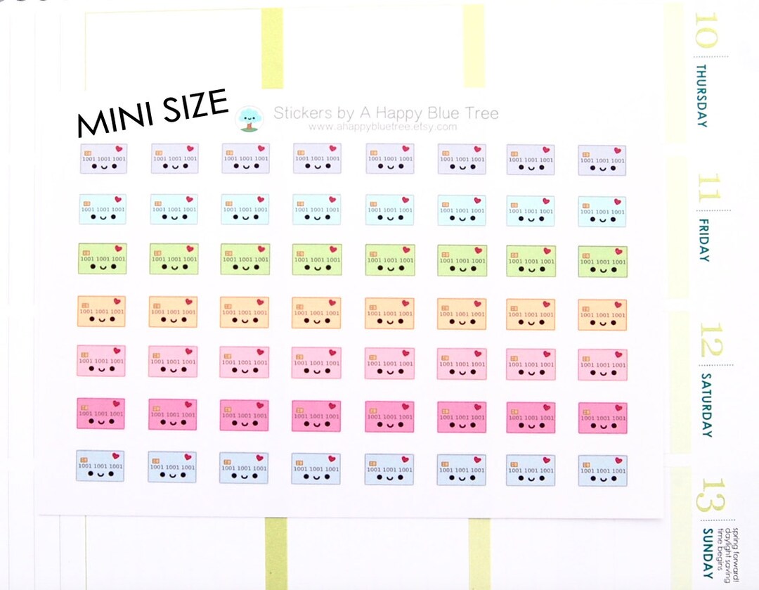 MINI Happy Credit Card Monthly Reminder Tracker Cute Kawaii Planner ...