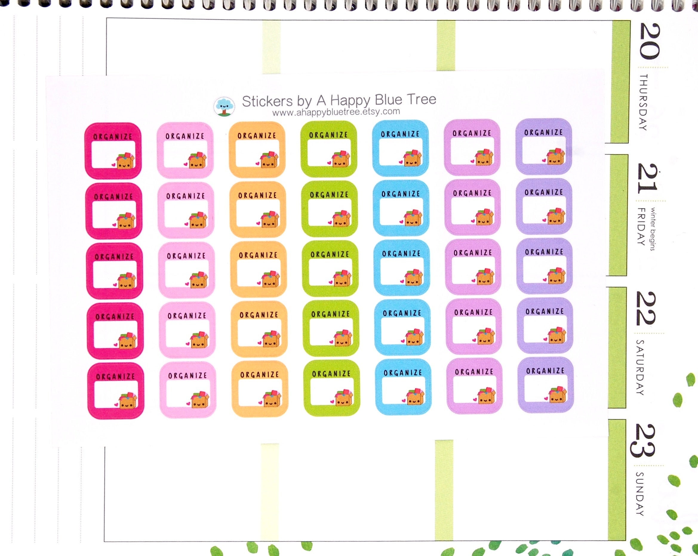 Happy Organize Write-in Square Tracker Reminder Stickers Erin | Etsy