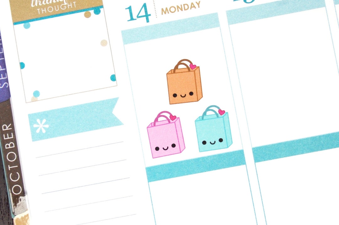 Happy Shopping Bag Tracker Reminder Cute Kawaii Planner Stickers Erin ...
