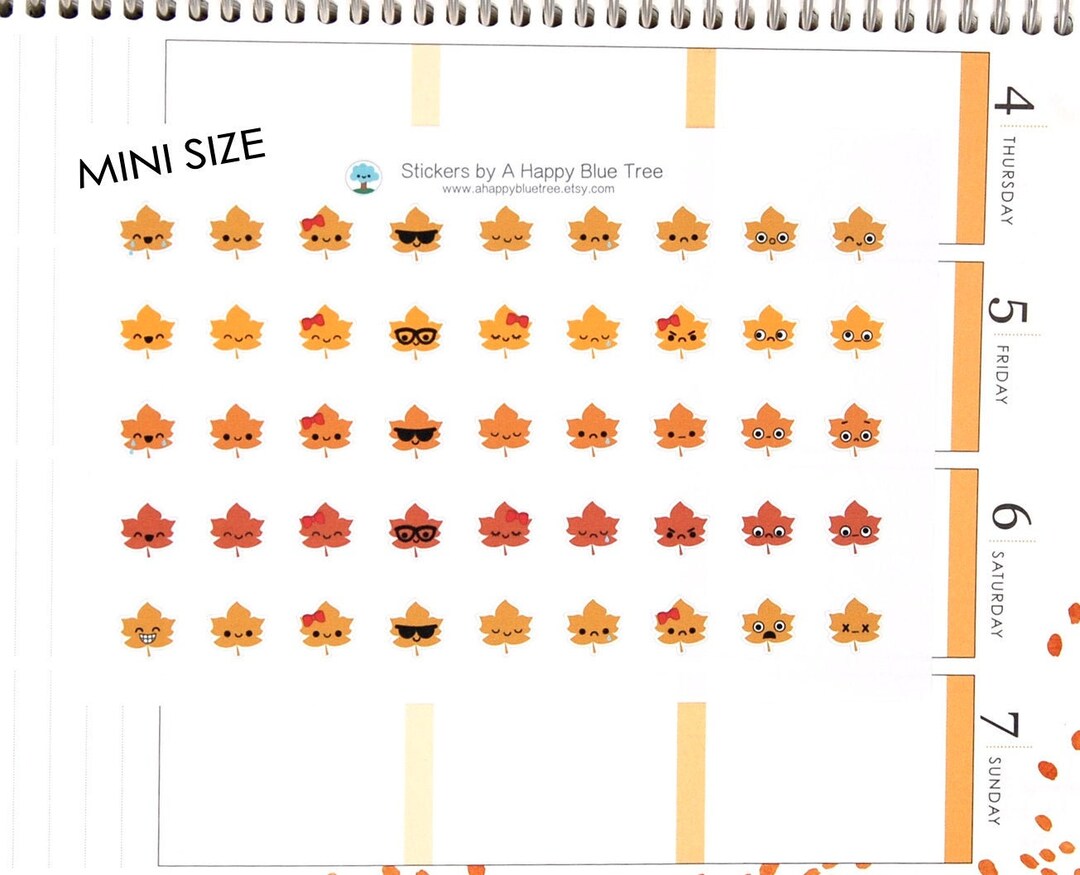 MINI Happy Fall Leaf EMOTIONS Themed Stickers for Erin Condren Life ...