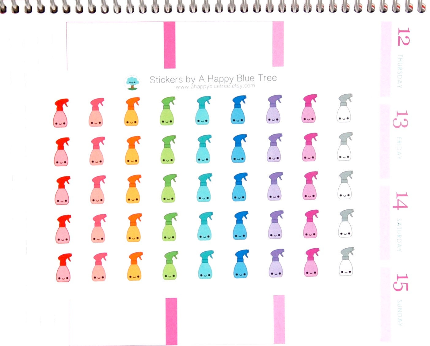 Happy Spray Bottle Clean Tracker Reminder Stickers Erin - Etsy
