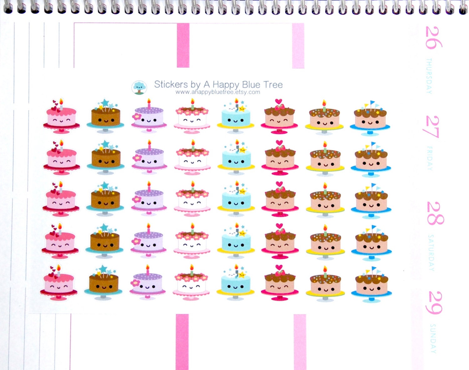 Happy Party Cakes Tracker Reminder Erin Condren Life Planner | Etsy