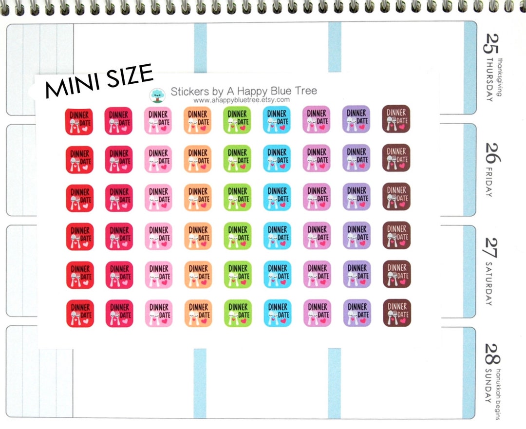 MINI Happy Dinner Date Square Reminder Tracker Cute Kawaii Planner ...
