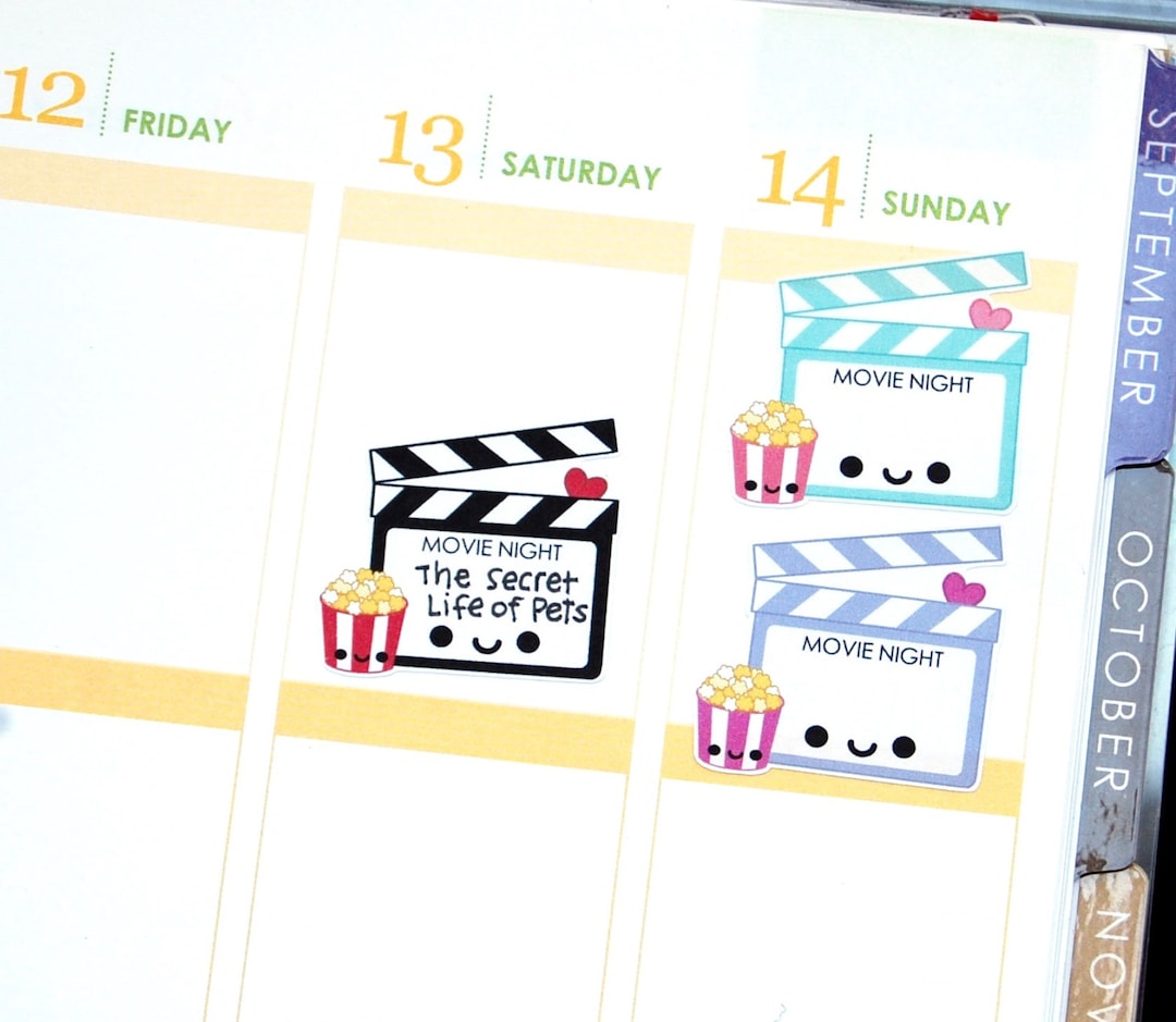 Happy Movie Popcorn Tracker Write-in Reminder Cute Kawaii Planner ...