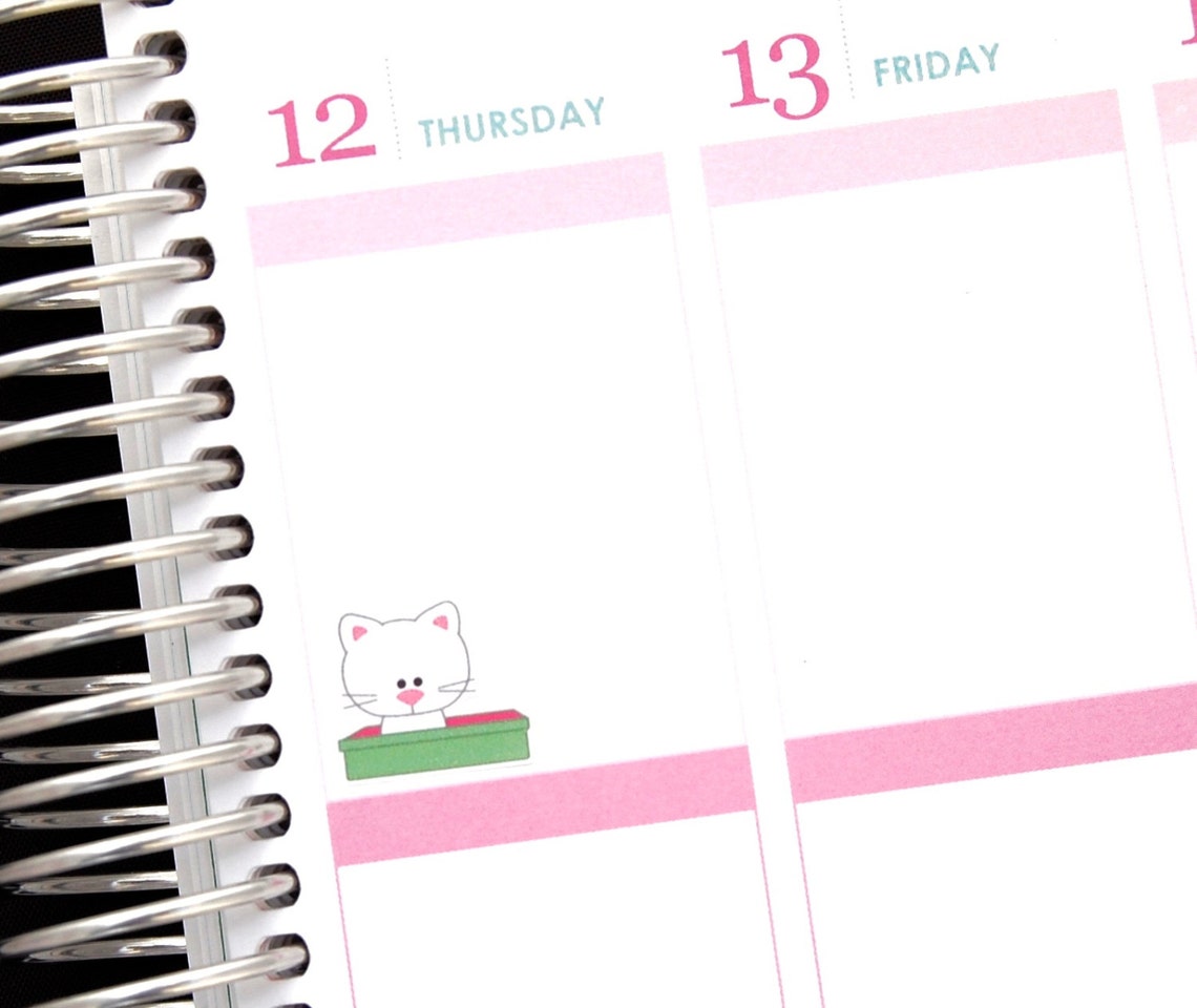 Happy Cat Litter Reminder Kawaii Stickers for Erin Condren Planner ...