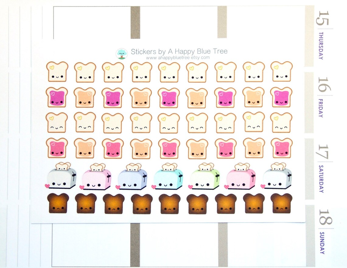 Happy Toast Toaster Breakfast Reminder Tracker Erin Condren Life ...