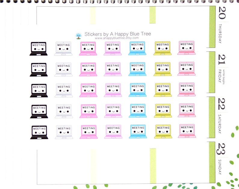 Happy Virtual Meeting Tracker Reminder Stickers Erin Condren Life ...