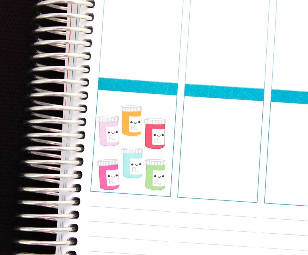 Happy Prescription Bottle Colors Reminder Cute Kawaii Personal Planner ...