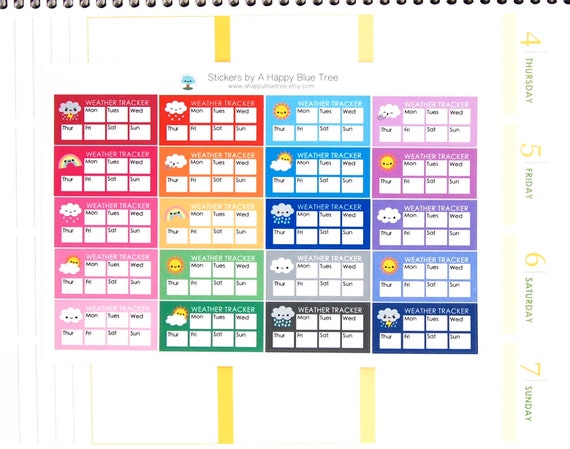 Happy Weekly Weather Tracker Label Reminder Tracker Cute | Etsy