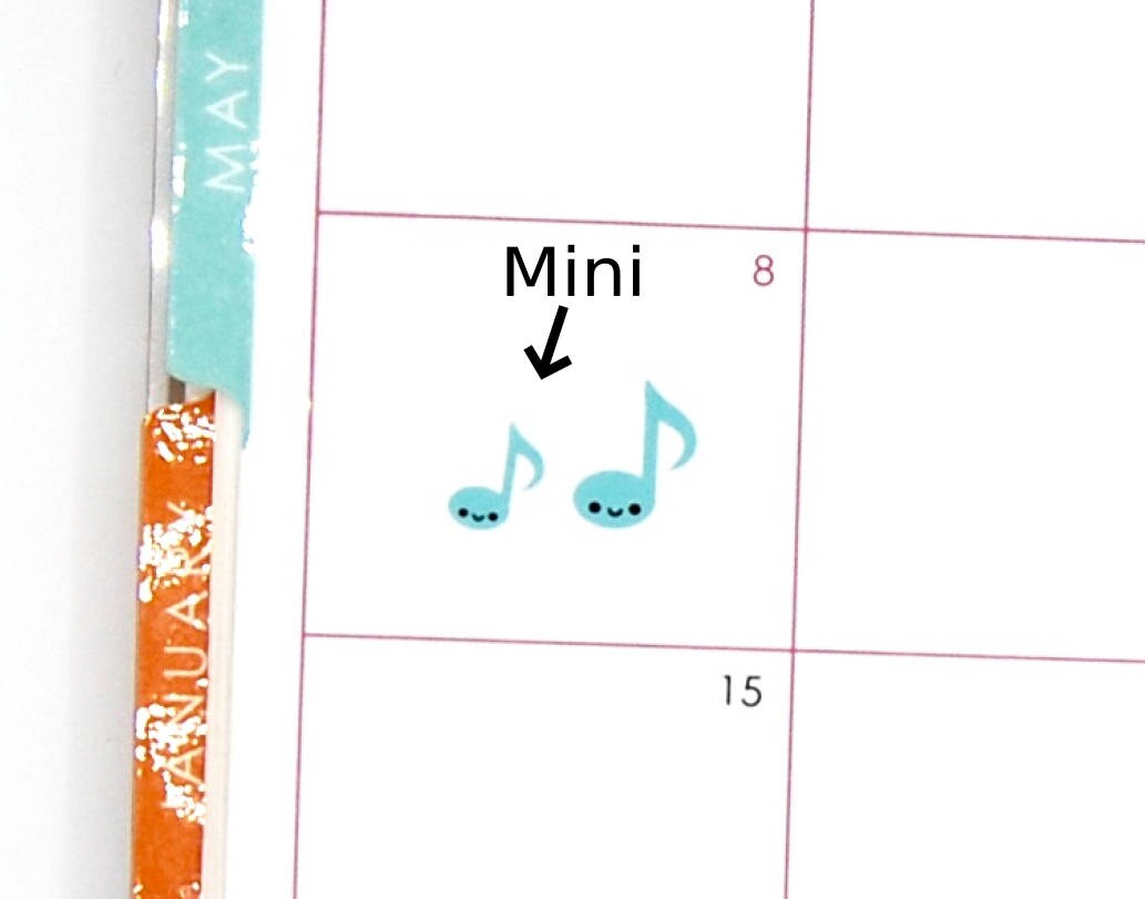 Happy MINI Music Note Tracker Reminder Kawaii Stickers Erin - Etsy