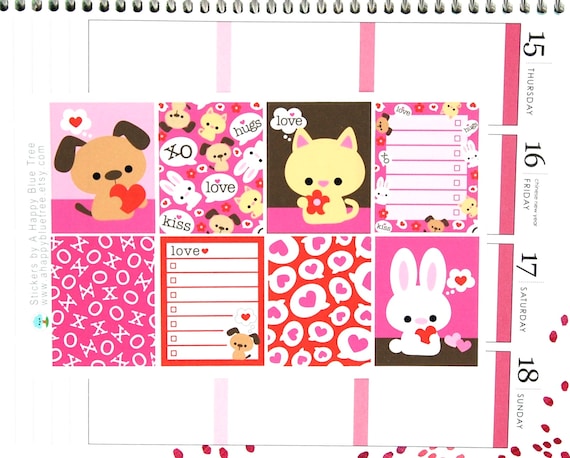 Happy Valentines Friends Full Box Themed Stickers VERTICAL | Etsy