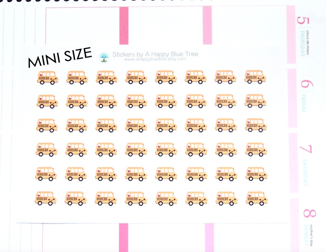 MINI Happy School Bus Reminder Kawaii Stickers Erin Condren Planner ...