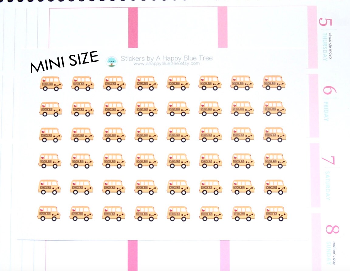 MINI Happy School Bus Reminder Kawaii Stickers Erin Condren | Etsy