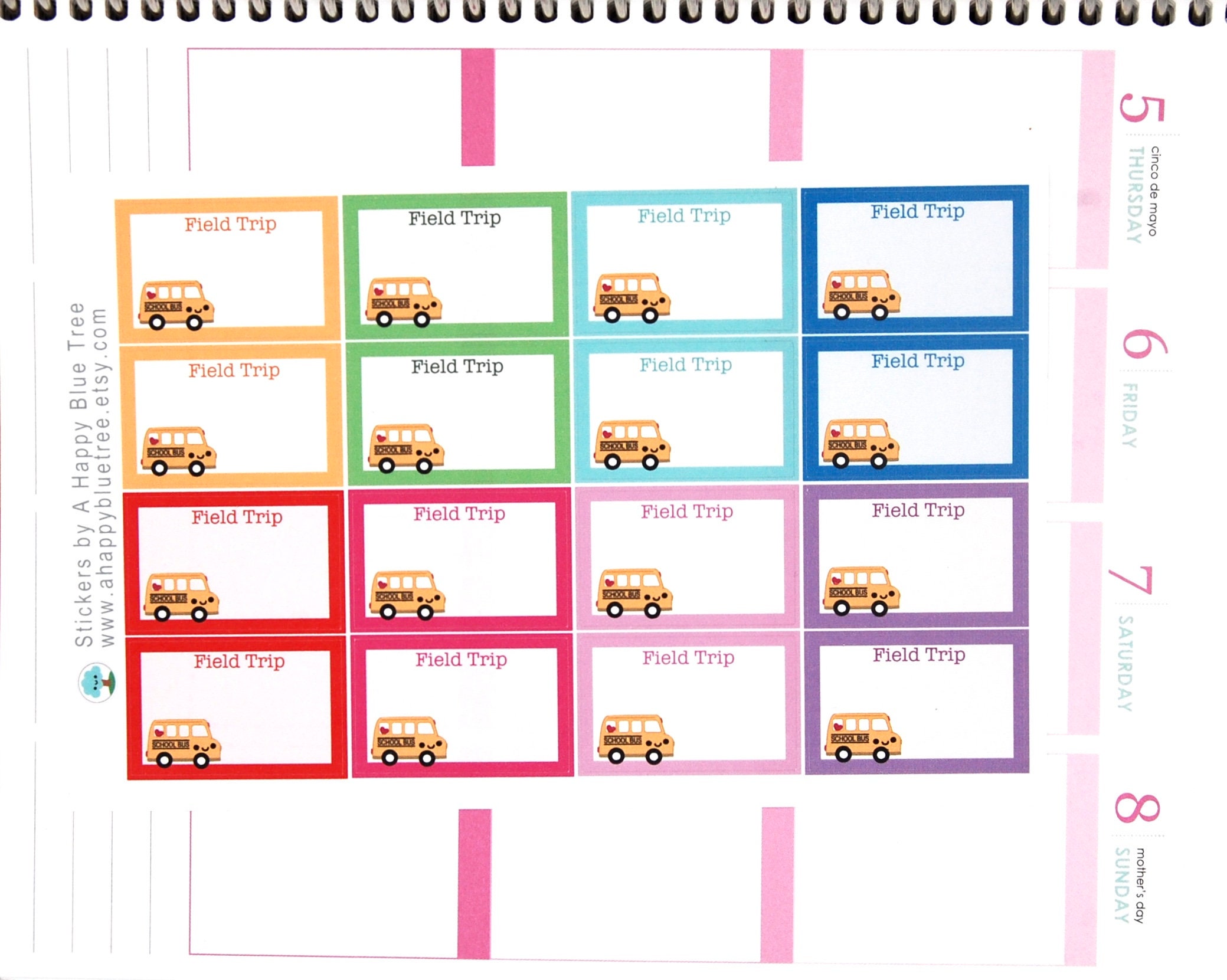 Happy Field Trip Half Box Reminder Kawaii Stickers Erin | Etsy