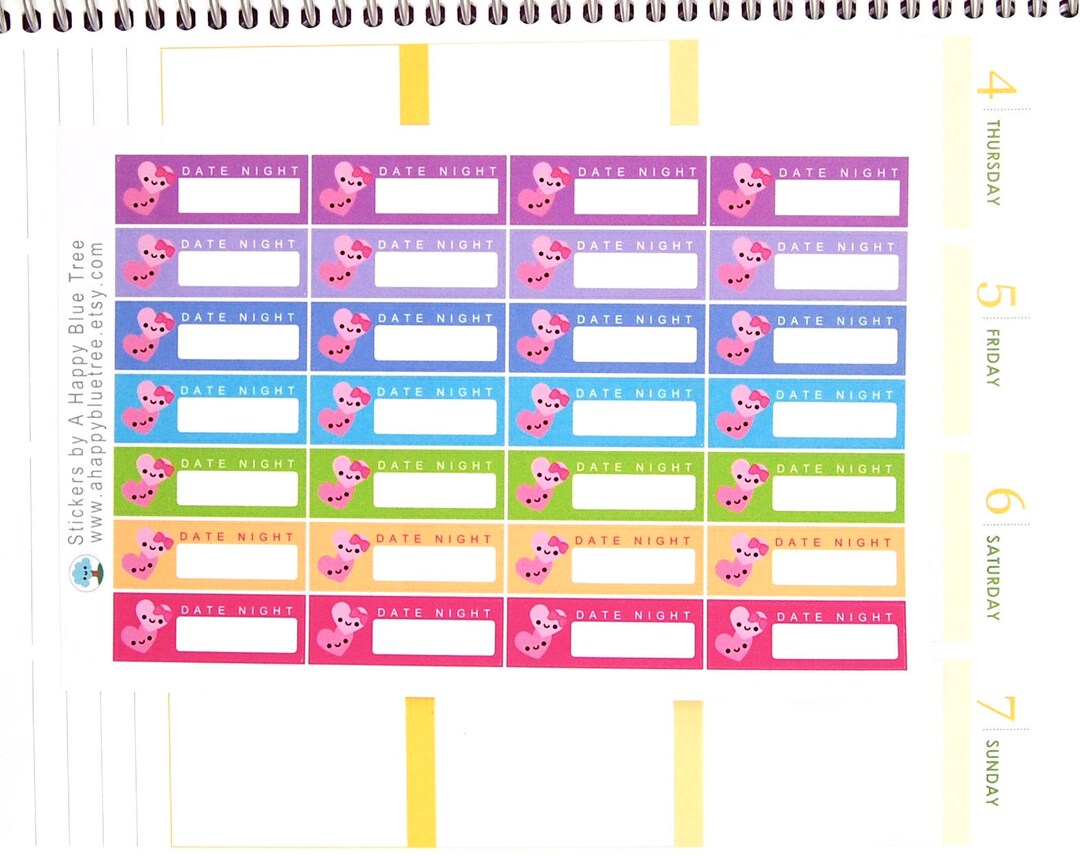 Happy Date Night Label Tracker Reminder Stickers Erin Condren Life ...