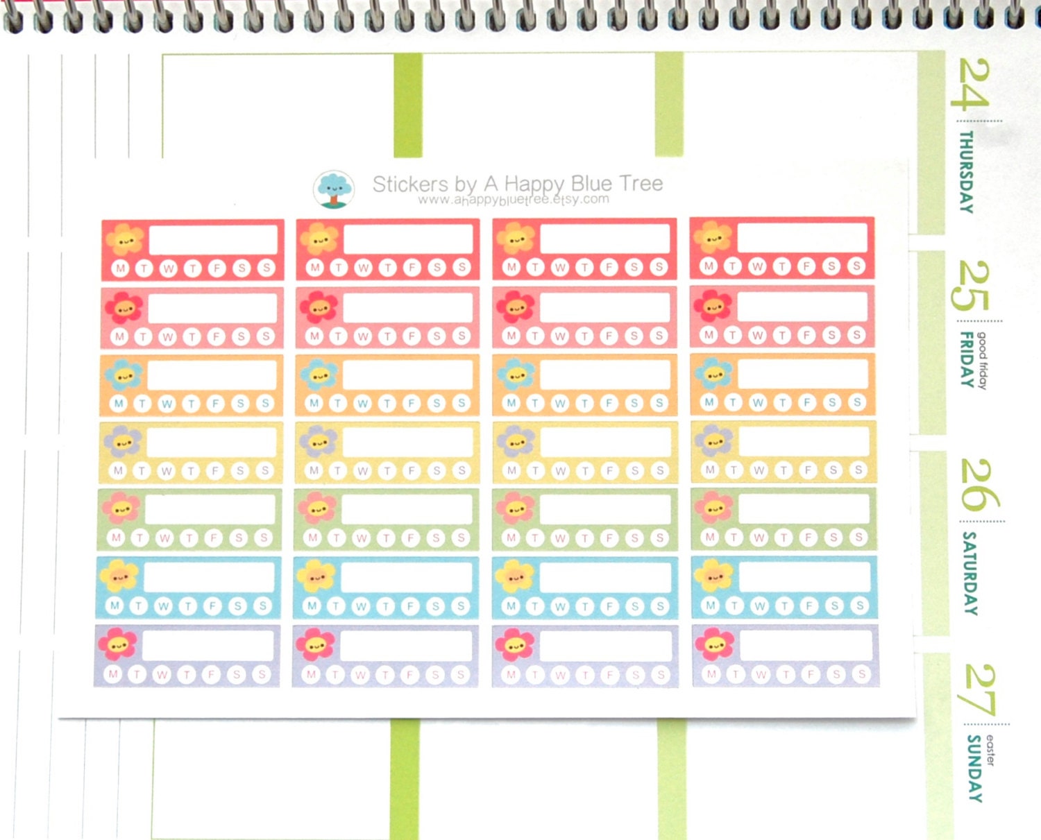 Happy Flower Weekly Habit Reminder Tracker Stickers Erin - Etsy