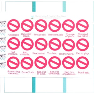 Life Happens Canceled Red Cross Out Circles Reminder Kawaii Stickers ...