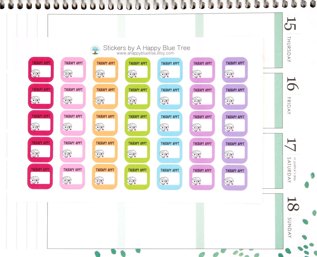 Happy Therapy Appointment Reminder Tracker Cute Kawaii Planner Stickers ...