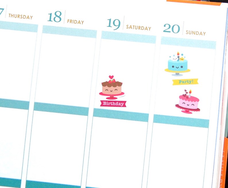 Happy Birthday Cake Reminder Cute Kawaii Planner Stickers for Erin ...