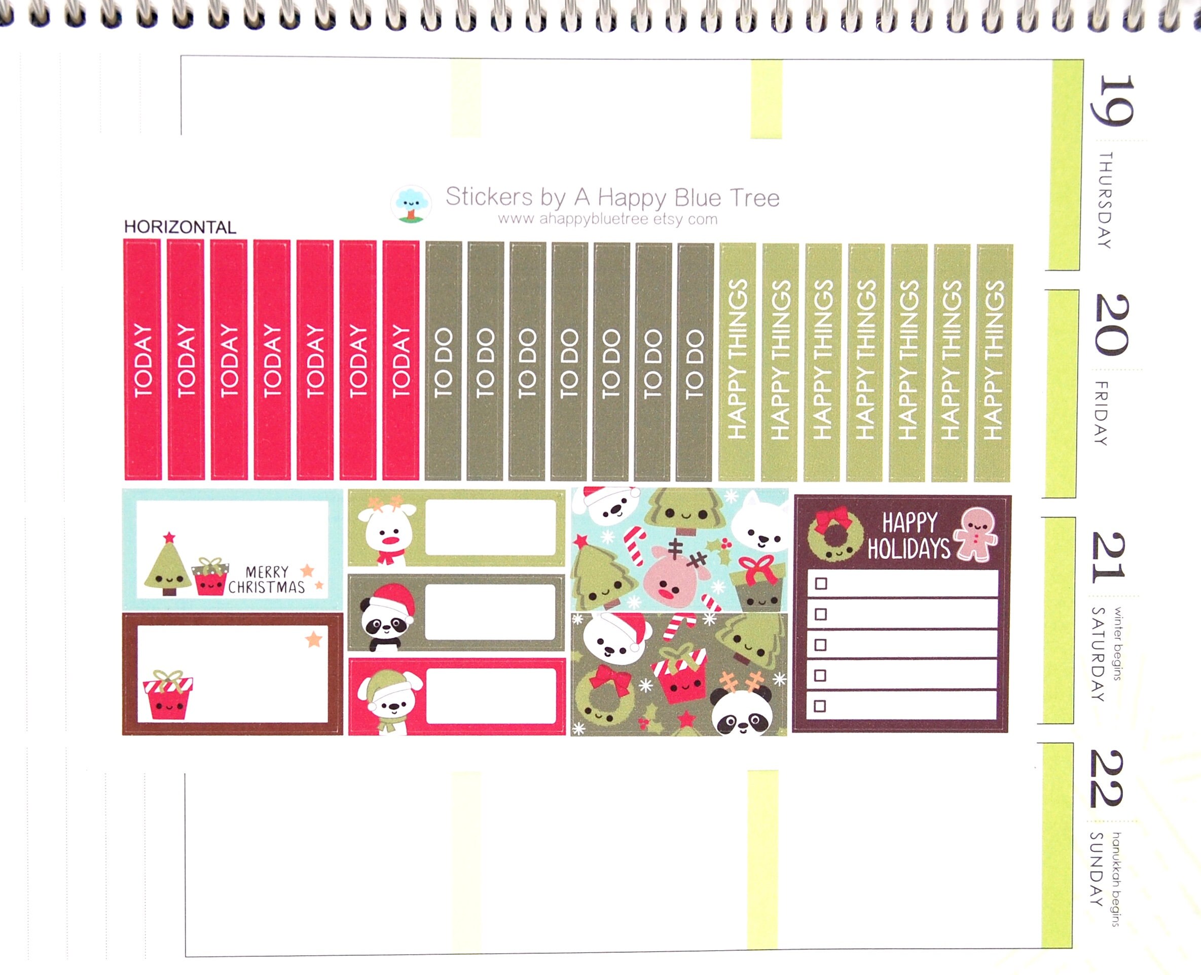 Happy Christmas Friends Sticker Set of 3 HORIZONTAL Erin Condren Life ...