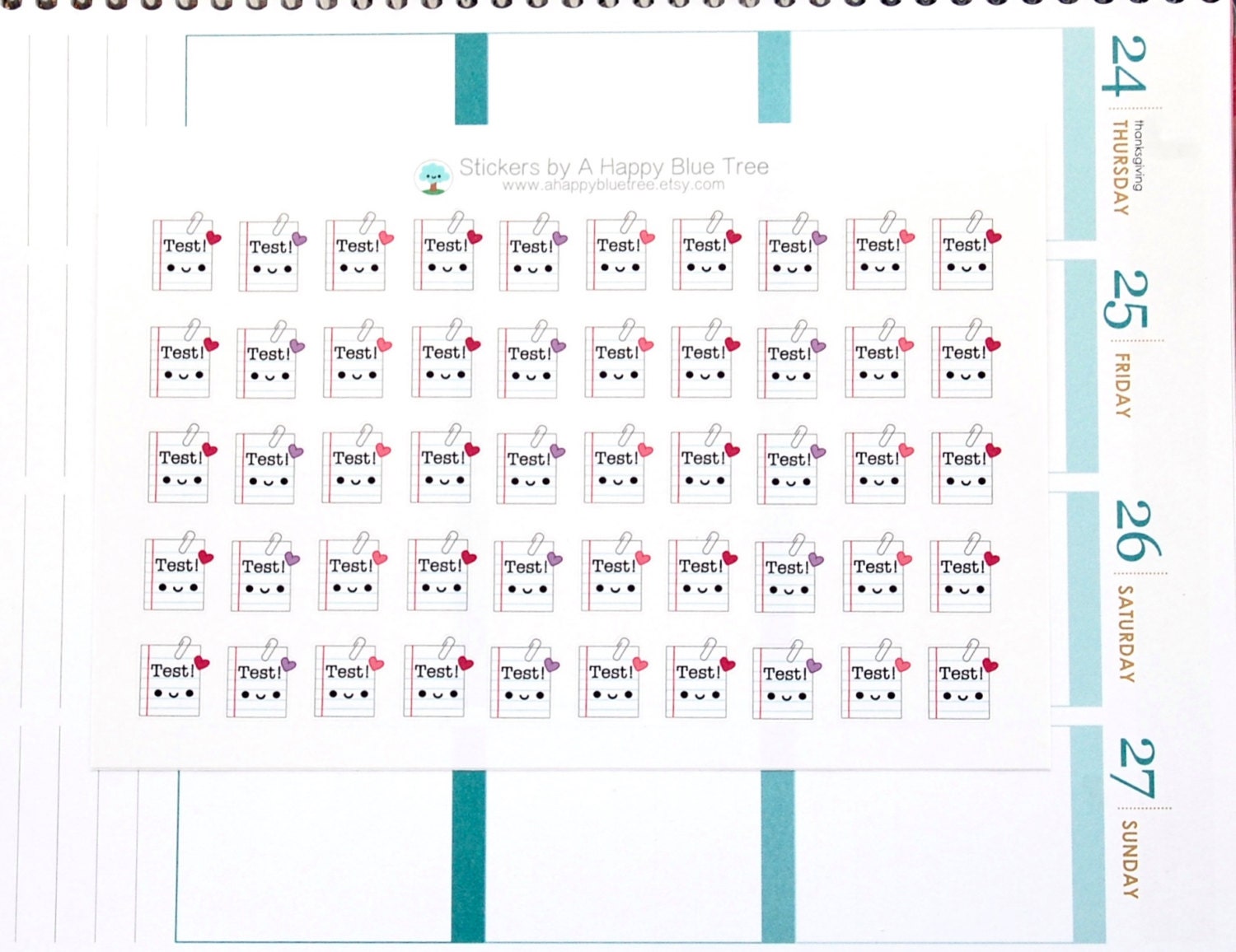 Happy Study Test Reminder Tracker Cute Kawaii Planner Stickers Erin ...