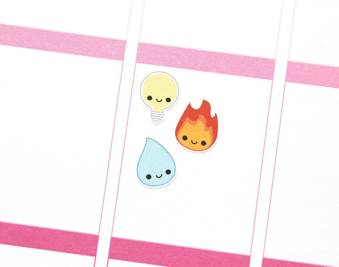 Happy Utilities Monthly Reminder Tracker Cute Kawaii Planner Stickers ...