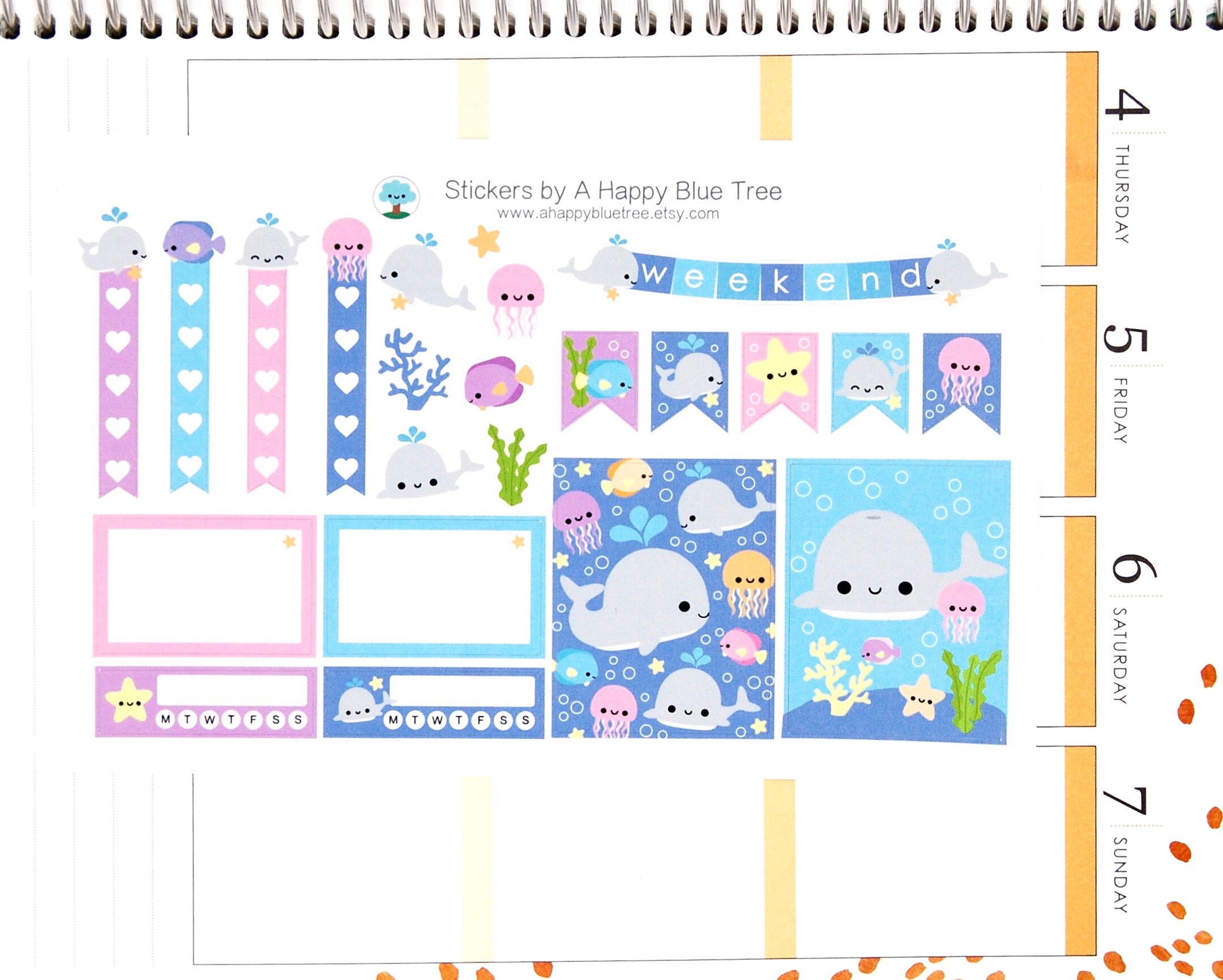 Happy WHALE FRIENDS Sticker Set of 2 VERTICAL Erin Condren - Etsy