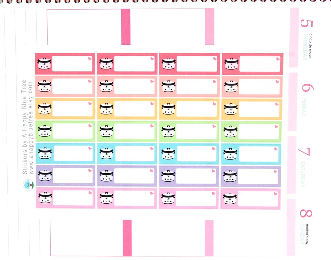 Happy Slow Cooker Label Tracker Reminder Cute Kawaii Personal Planner ...