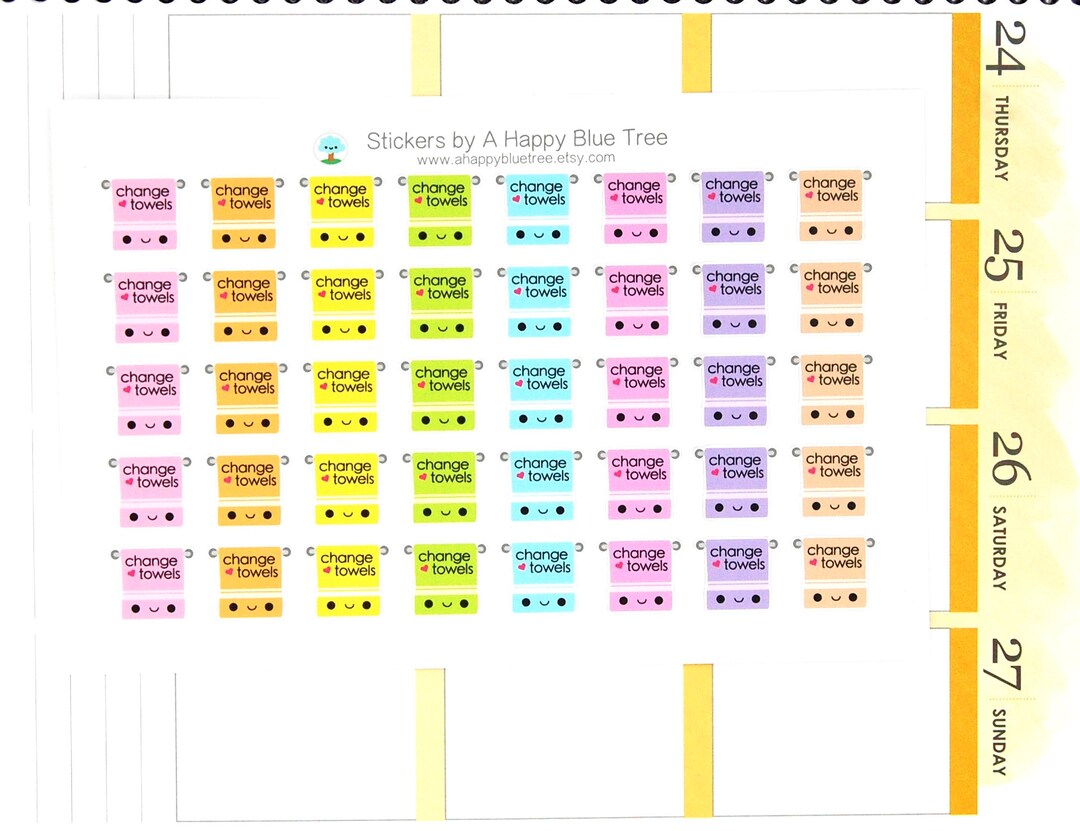 Happy Change the Towels Tracker Reminder Stickers Erin Condren Planner ...