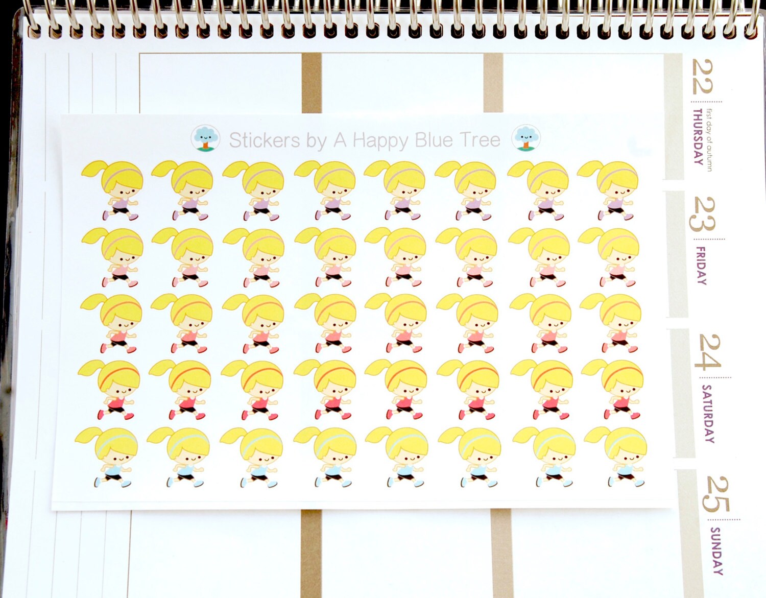 Happy Runner Girl Reminder Cute Kawaii Planner Stickers Erin - Etsy Canada