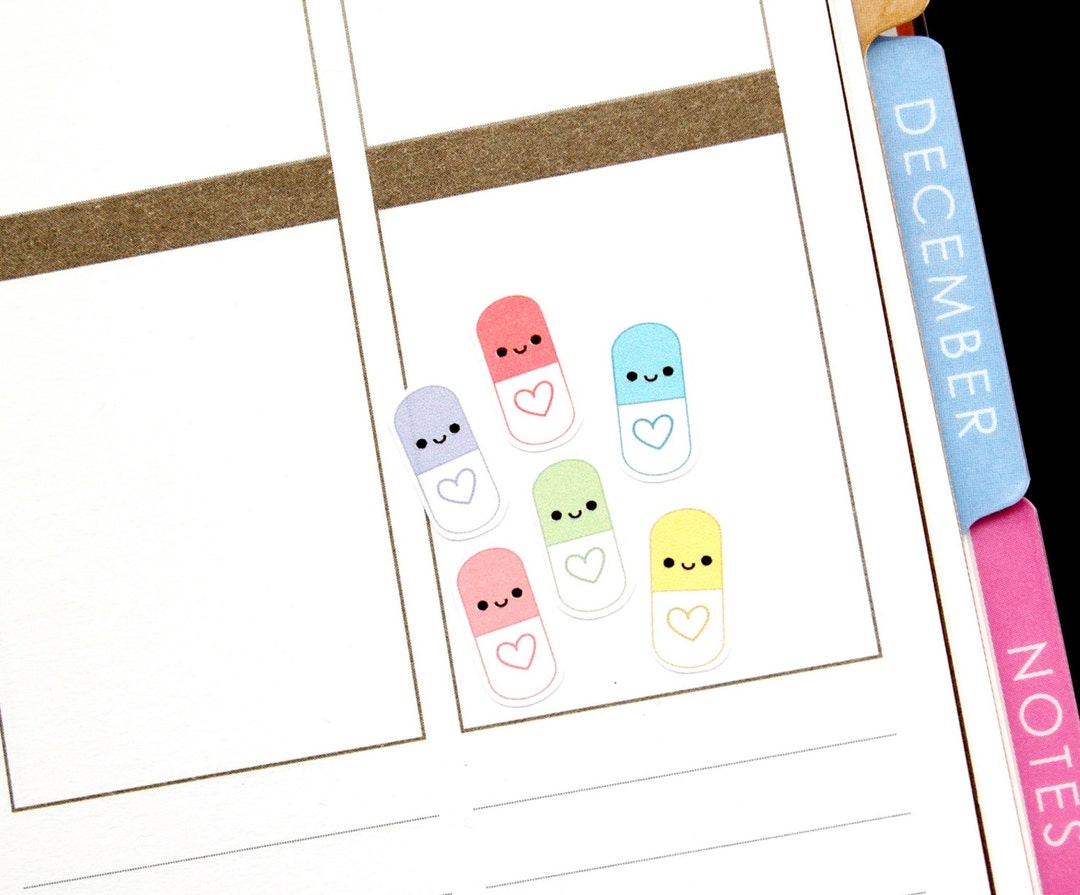 Happy Pills Medicine Reminder Tracker Cute Kawaii Planner Stickers Erin ...