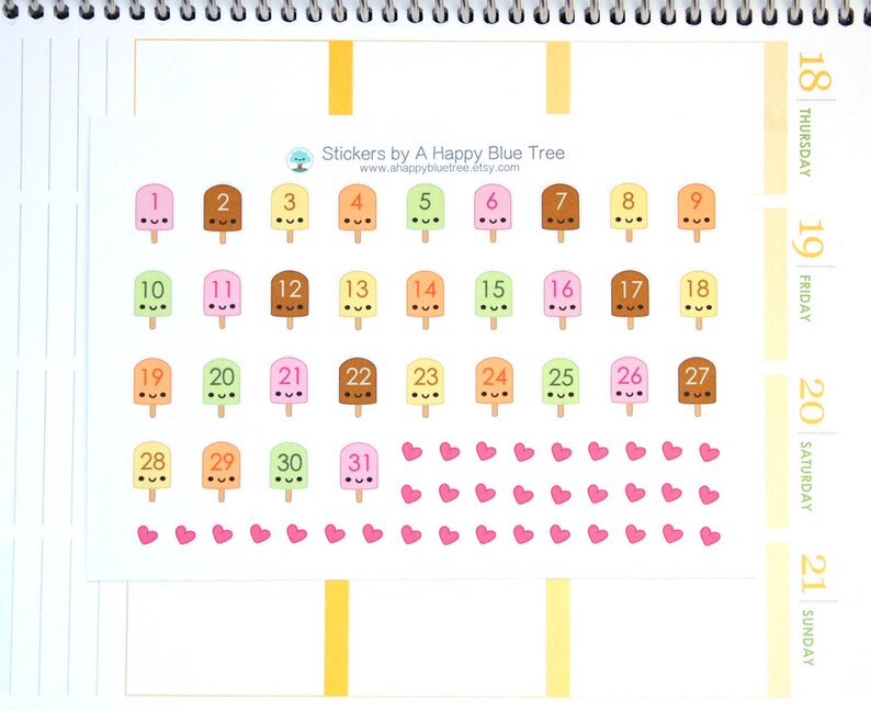 Happy Popsicle Ice Cream Date Dots Covers for Vertical or Horizontal ...