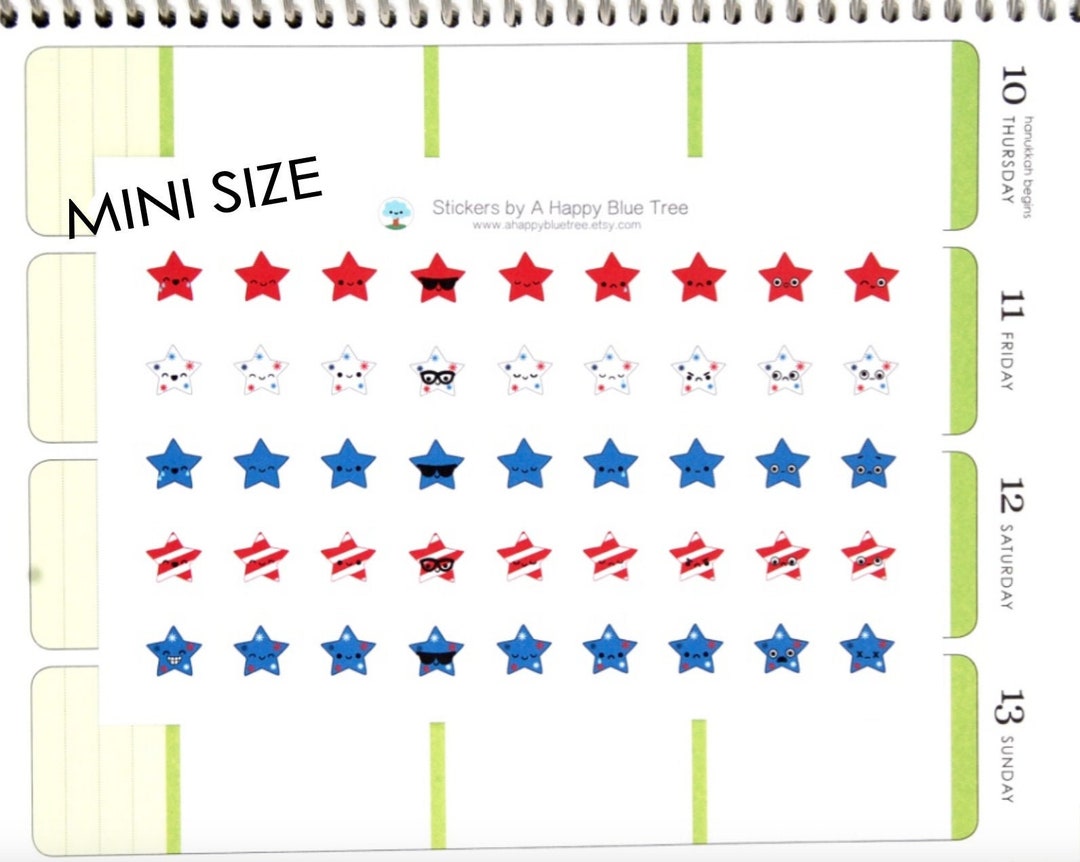 MINI Happy Red White Blue Star EMOTIONS Themed Stickers Erin Condren ...