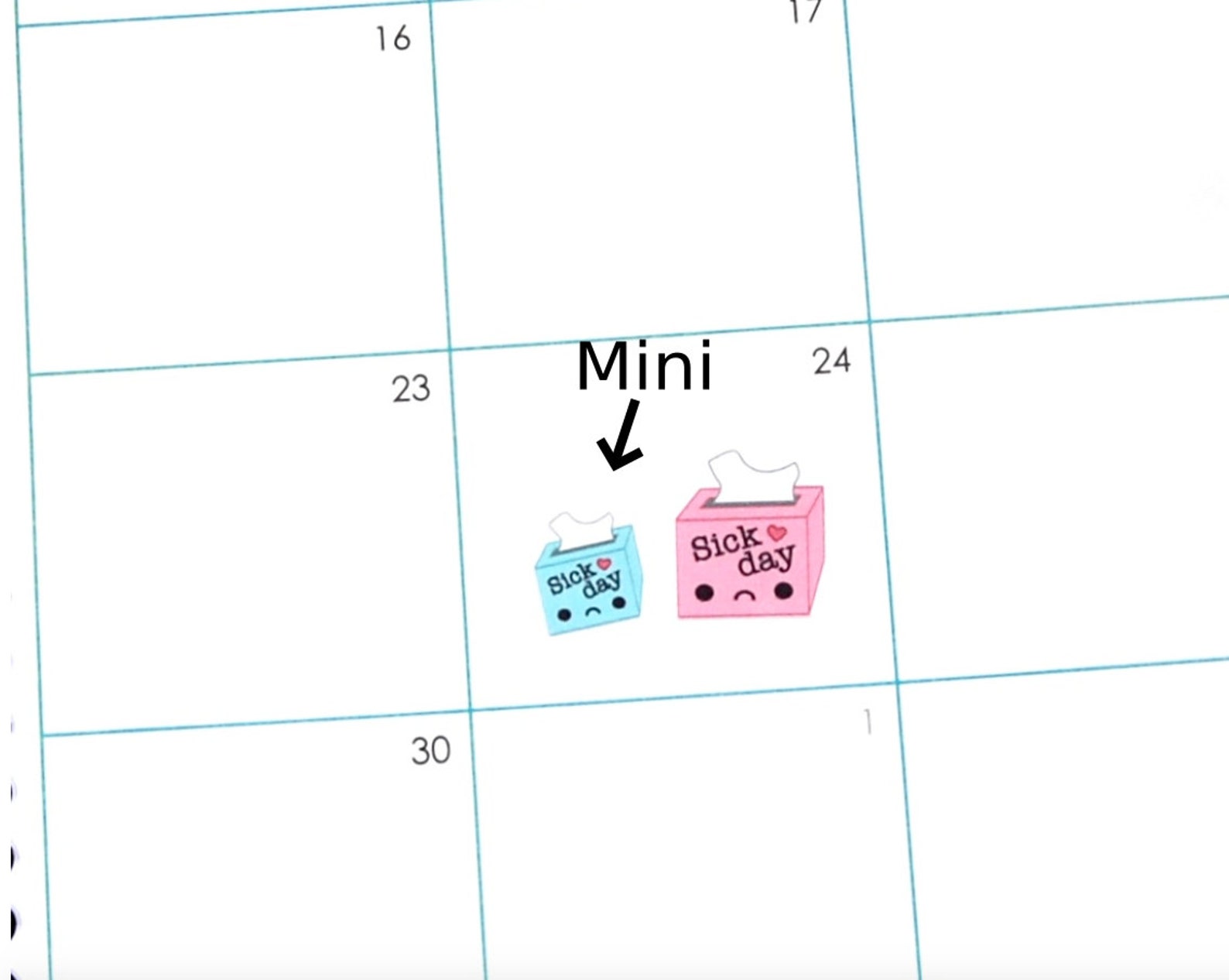 MINI Sad Sick Day Tissue Box Reminder Tracker Kawaii Planner Stickers ...